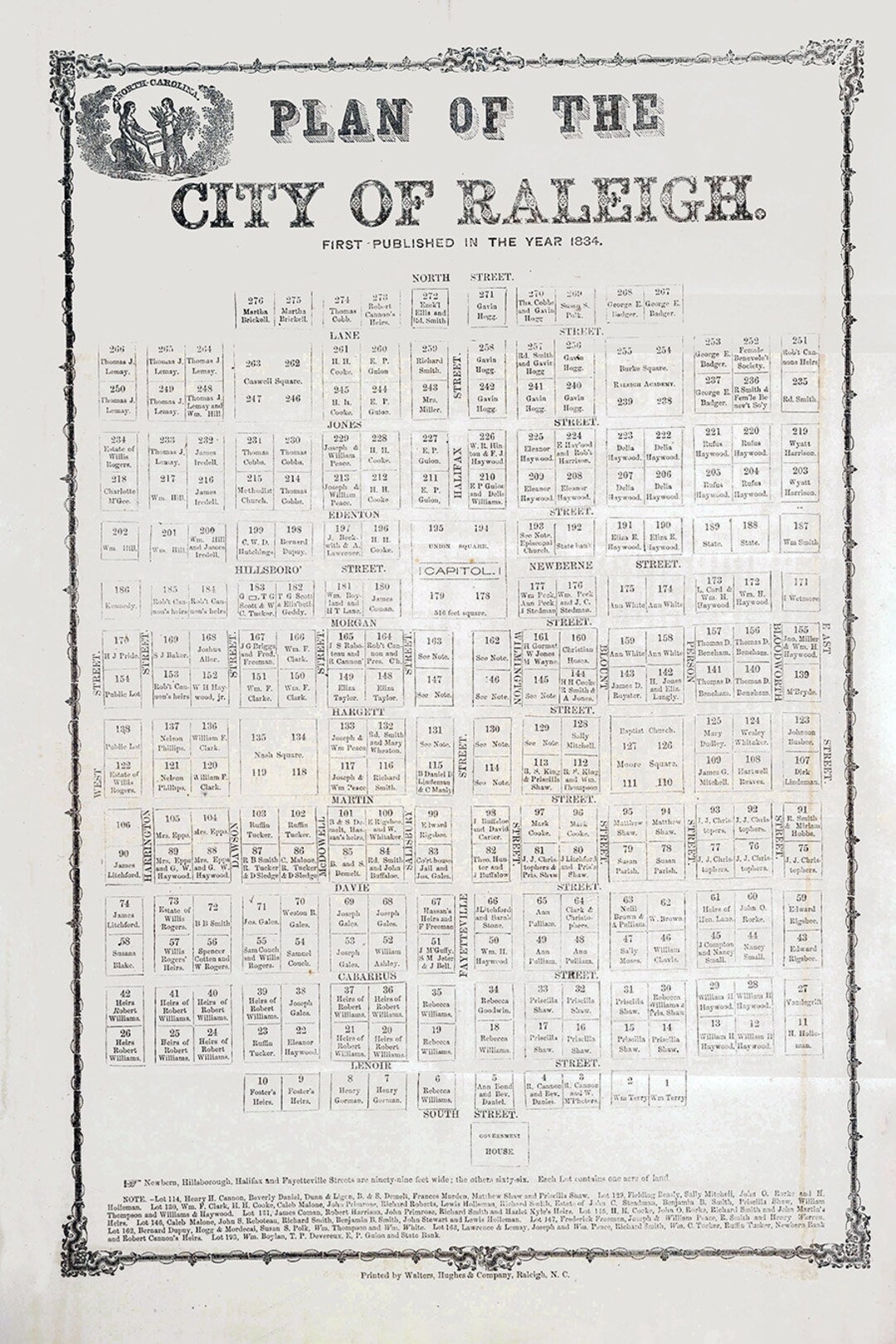 1834 Map of Raleigh North Carolina - Etsy