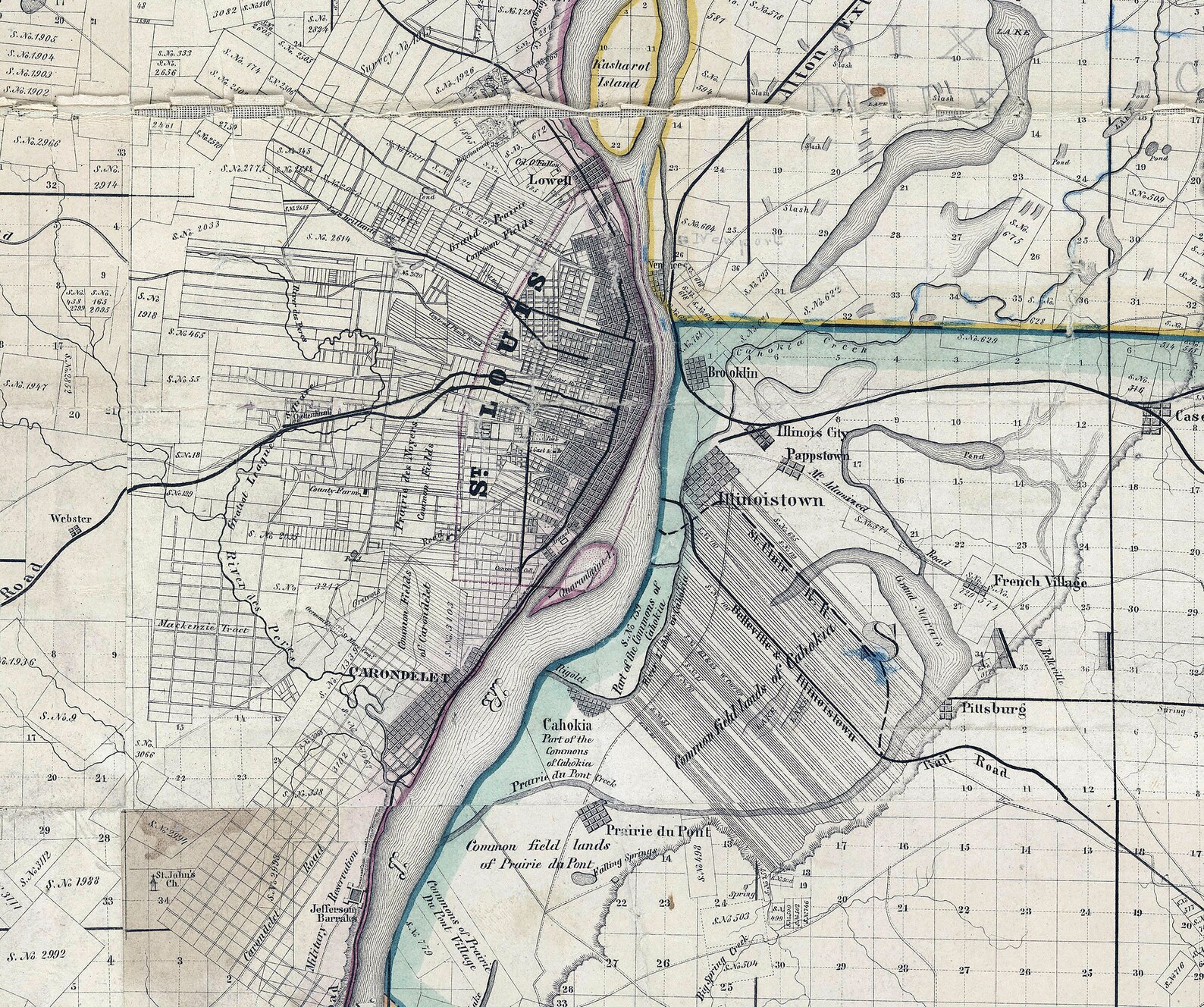 1857 Map of St Louis and St Charles County Missouri and Adjoining ...