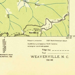 1936 Topo Map of Weaverville North Carolina - Etsy