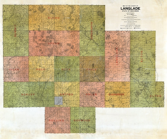 1908 Farm Line Map of Langlade County Wisconsin | Etsy