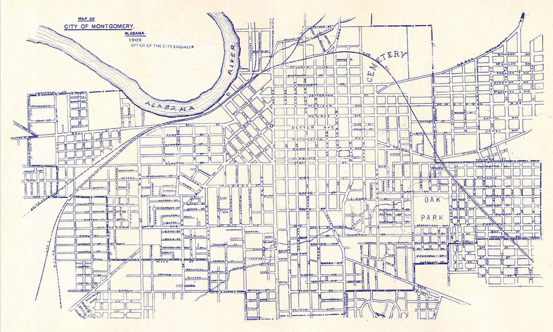 1909 Map of Montgomery Alabama - Etsy