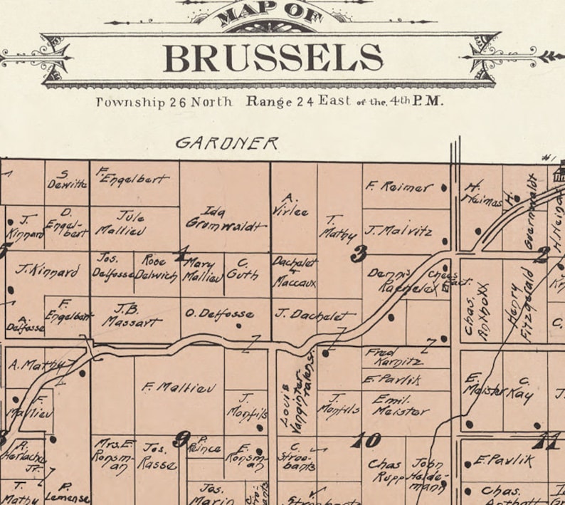 1914 Map of Brussels Township Door County Wisconsin | Etsy