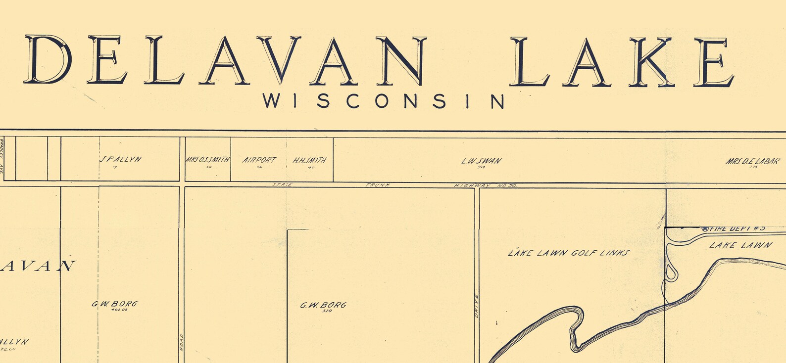 1930 Farm Line Map of Delavan Lake Wisconsin - Etsy