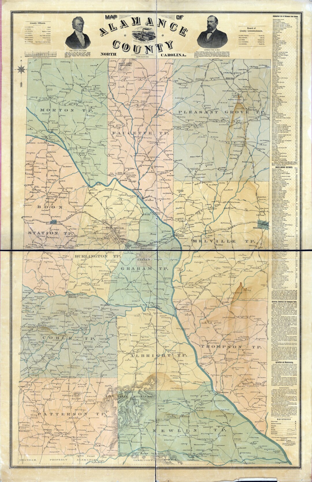 1893 Map of Alamance County North Carolina - Etsy