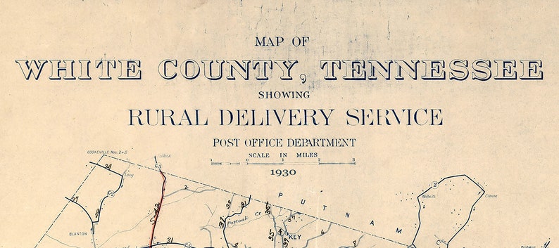 1930 Map of White County Tennessee - Etsy