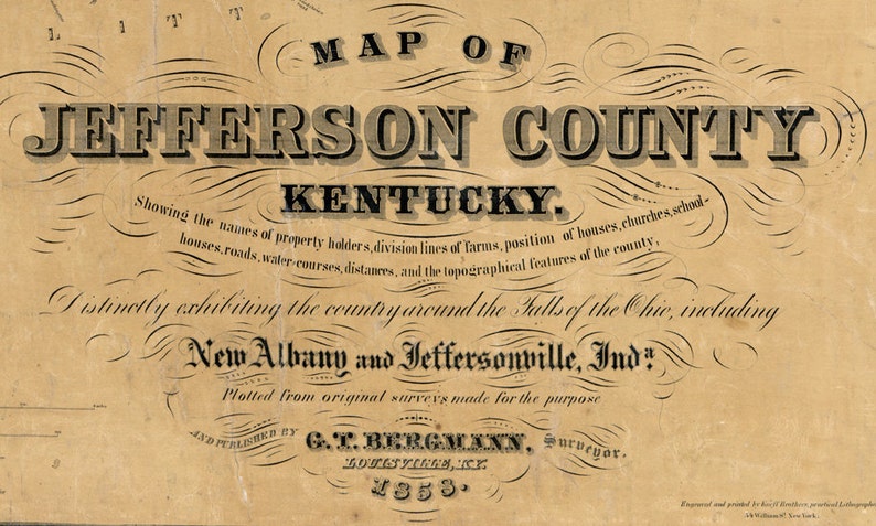 1858 Farm Line Map of Jefferson County Kentucky Louisville - Etsy