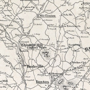 1875 Map of Rockingham County Virginia Harrisonburg Family Names ...