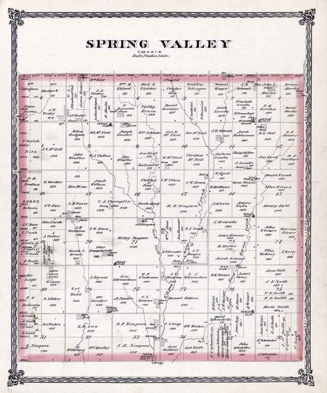 1884 Map of Spring Valley Township Mcpherson County Kansas - Etsy
