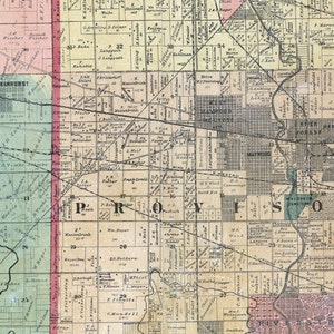 1890 Farm Line Map of Cook and Dupage County Illinois Chicago - Etsy