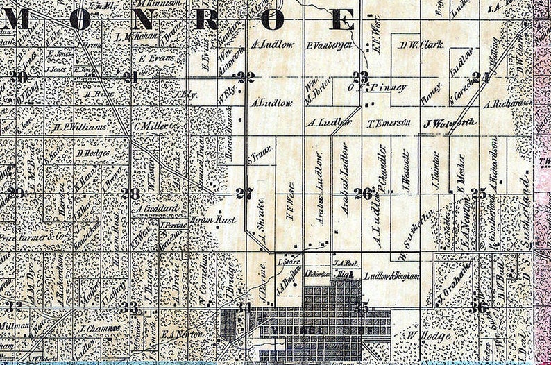 1861 Farm Line Map of Green County Wisconsin - Etsy