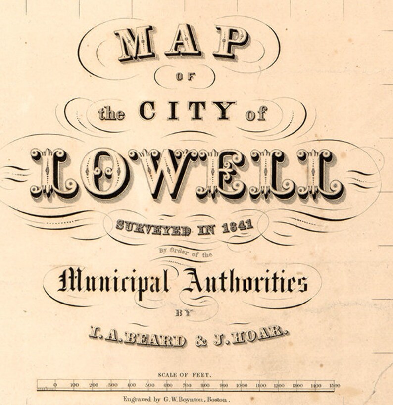 1841 Map of Lowell Massachusetts - Etsy