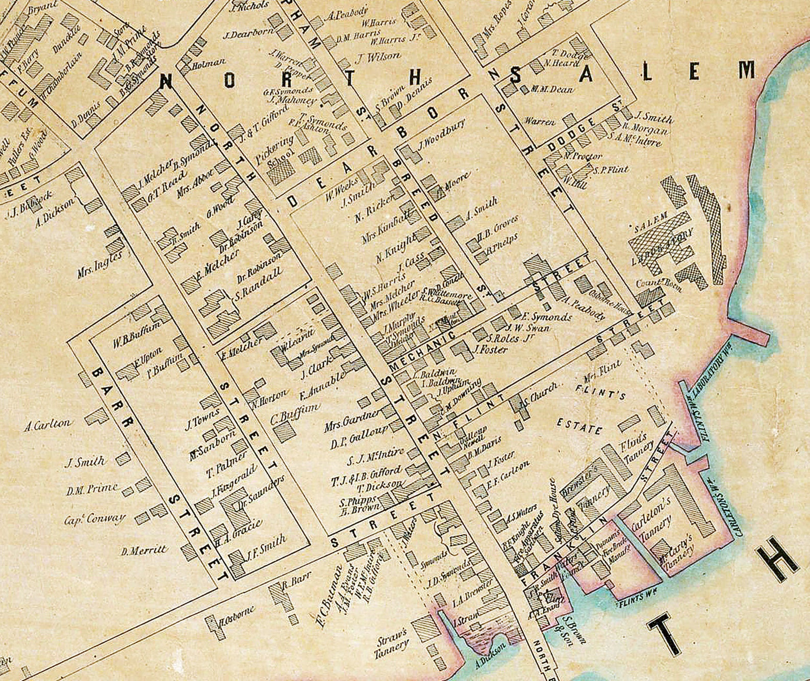 1851 Town Map of Salem Massachusetts - Etsy