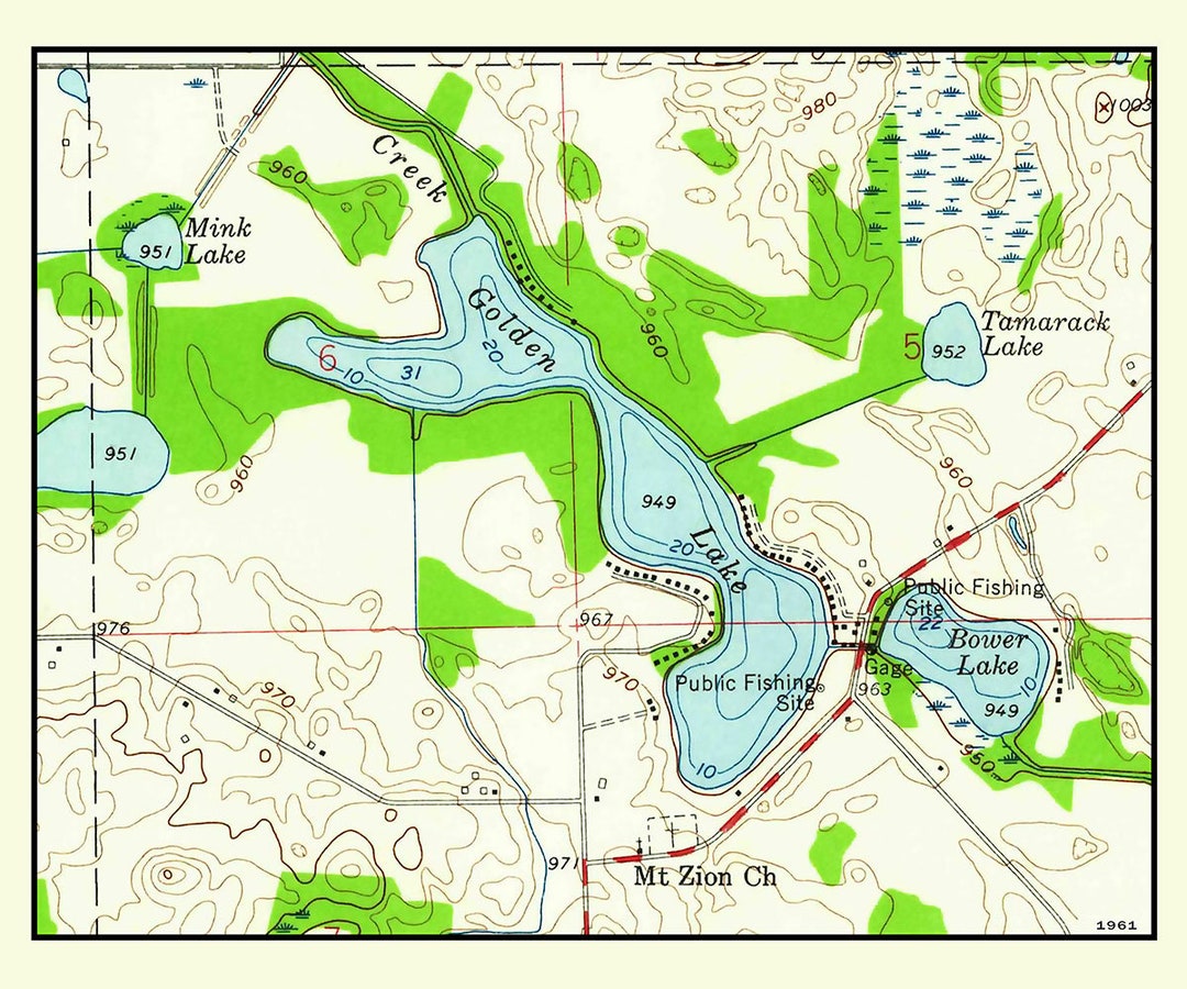 1961 Map of Golden Lake Steuben County Indiana - Etsy