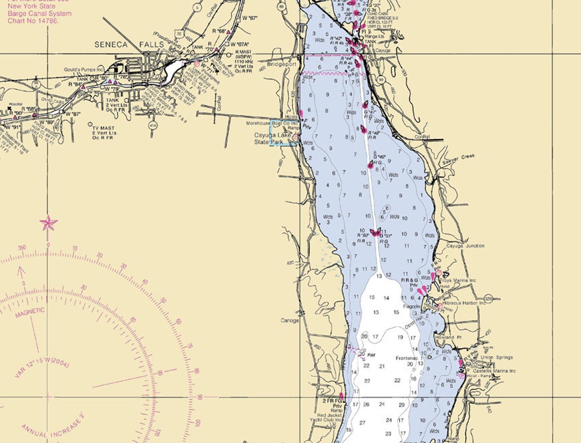 2004 Nautical Map of New York Cayuga and Seneca Lakes - Etsy