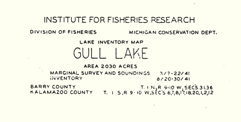 1941 Map of Gull Lake Barry and Kalamazoo County Michigan | Etsy