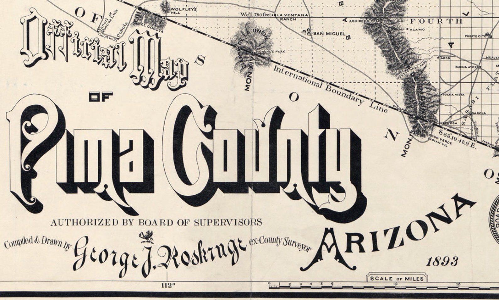 1893 Map of Pima County Arizona - Etsy