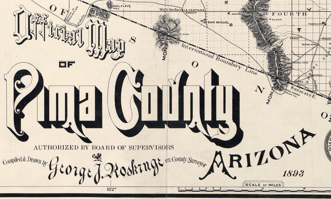 1893 Map of Pima County Arizona - Etsy