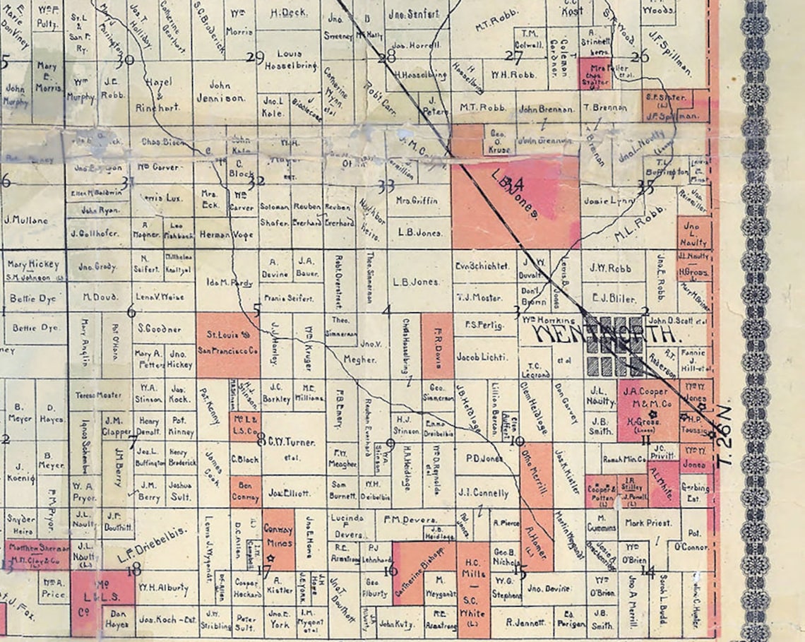 1900 Farm Line & Mining Map of Jasper County Missouri and - Etsy