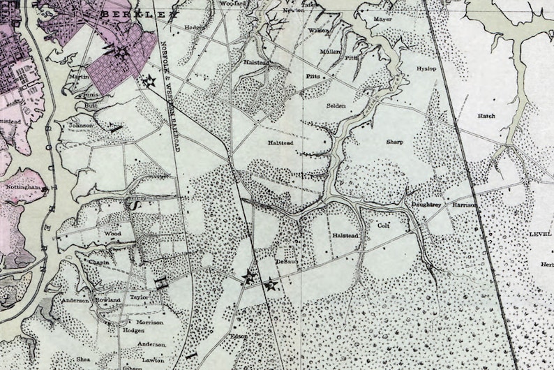 1887 Map of Norfolk County Virginia Family Names Genealogy - Etsy