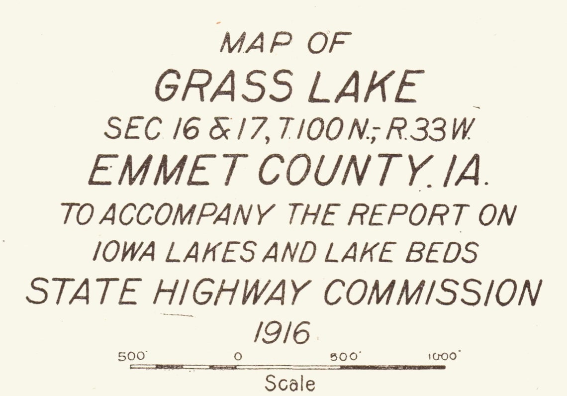 1916 Map of Grass Lake Emmet County Iowa - Etsy