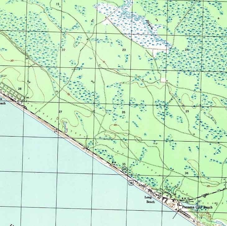 1943 Topo Map of Panama City Beach Florida Quadrangle | Etsy