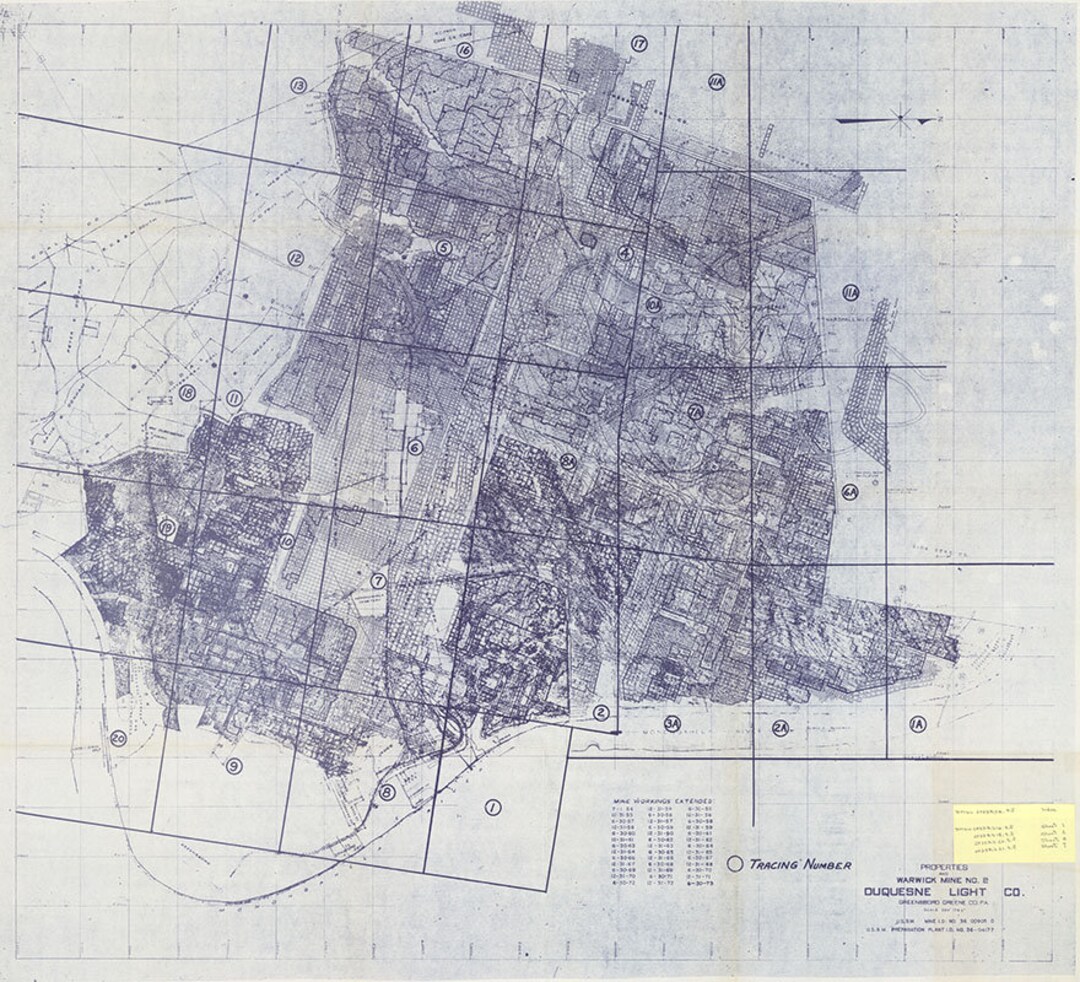 1973 Coal Mine Map of Warwick Mine No 2 Greene County Pa - Etsy