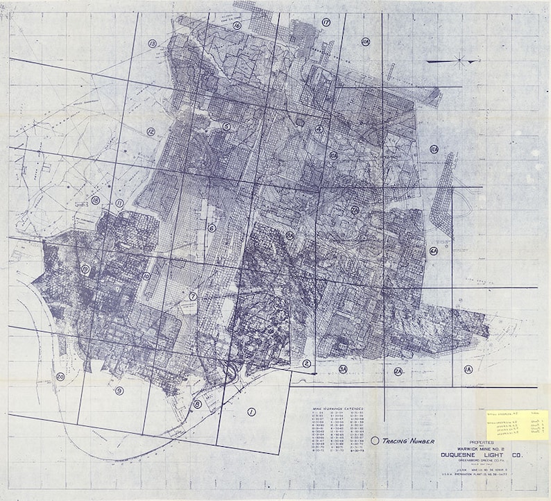 1973 Coal Mine Map of Warwick Mine No 2 Greene County Pa - Etsy