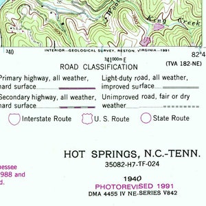 1991 Topo Map of Hot Springs North Carolina - Etsy