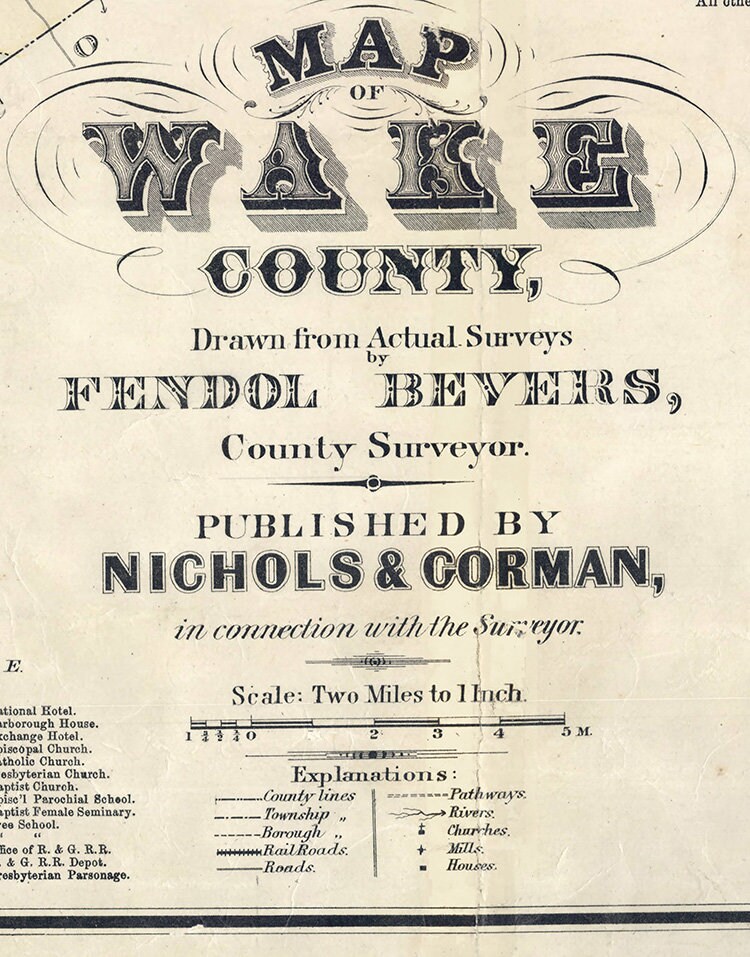 1871 Map of Wake County North Carolina - Etsy