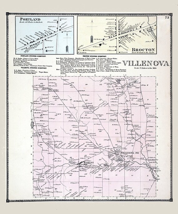 1867 Map of Villenova Township Chautauqua County New York | Etsy