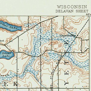 1893 Topo Map of Delavan Wisconsin Quadrangle Delavan Lake - Etsy