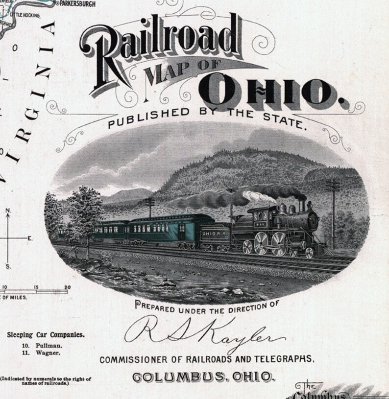 1898 Railroad Map of the State of Ohio | Etsy