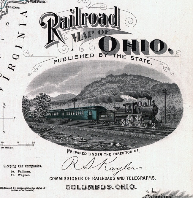 1898 Railroad Map of the State of Ohio - Etsy