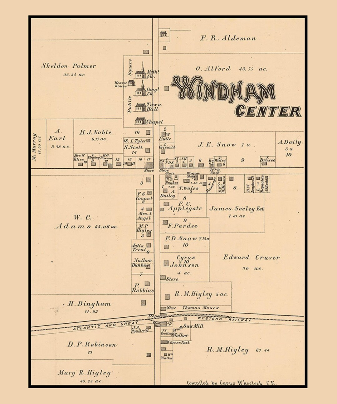 1874 Map of Windham Center Portage County Ohio - Etsy