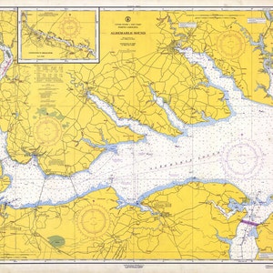 1961 Nautical Map of Albemarle Sound Cape Hatteras NC - Etsy