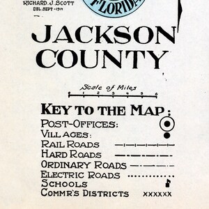 1914 Map of Jackson County Florida - Etsy