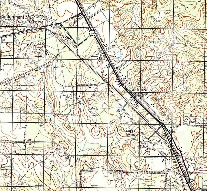 1944 Topo Map of Gonzalez Florida Quadrangle - Etsy