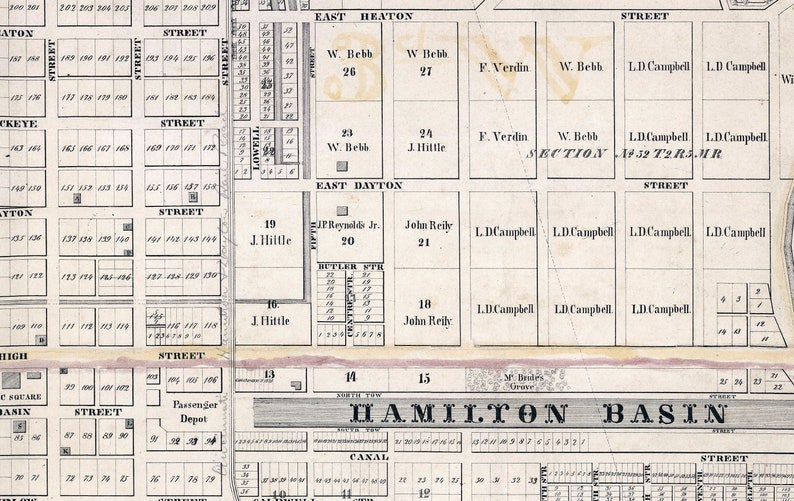 1849 Town Map of Hamilton and Rossville Butler County Ohio - Etsy