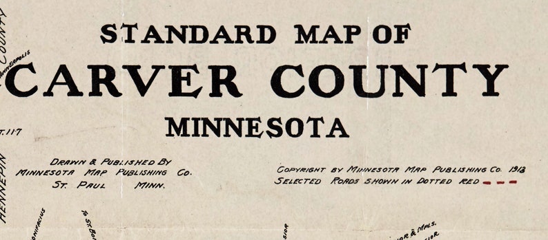 1913 Map of Carver County Minnesota | Etsy