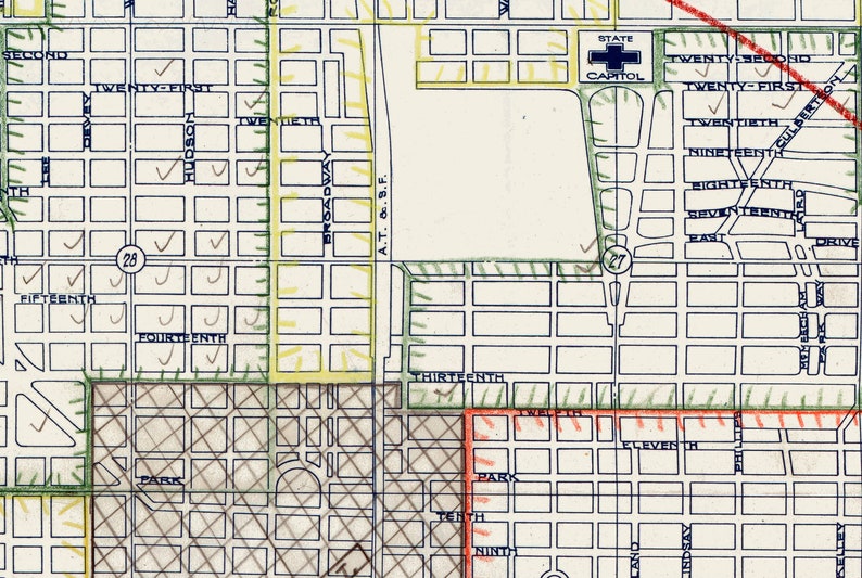 1935 Map of Oklahoma City Oklahoma - Etsy