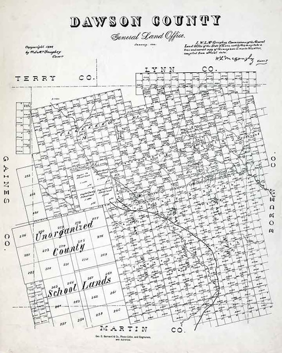 1892 Farm Line Map of Dawson County Texas | Etsy