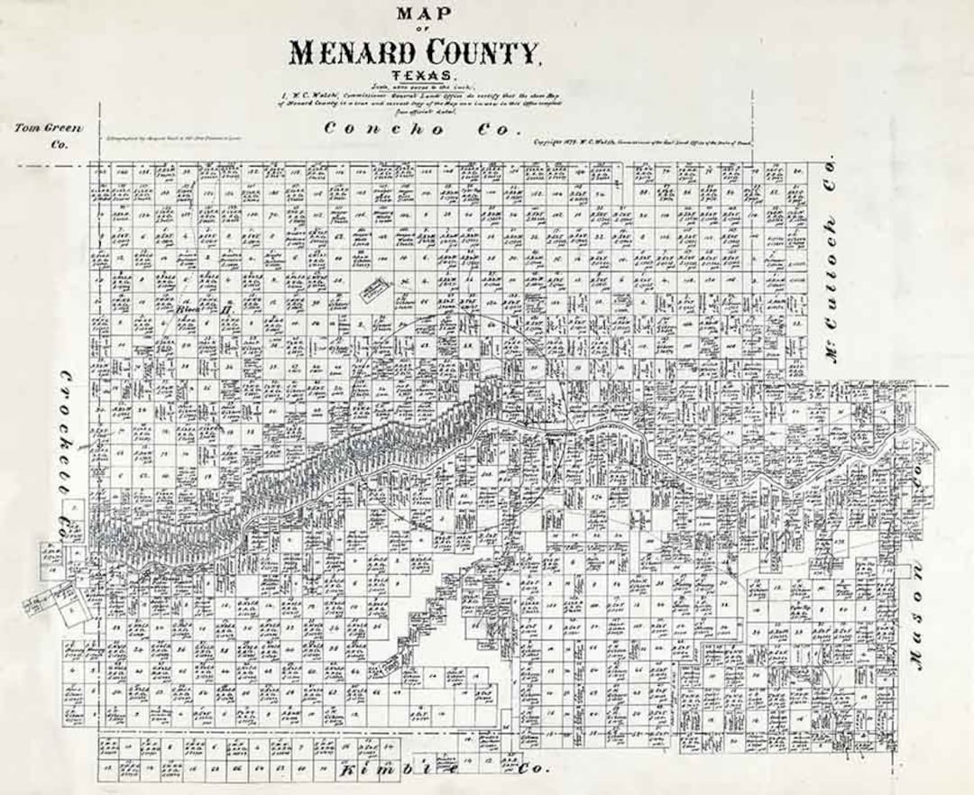 1879 Farm Line Map of Menard County Texas - Etsy