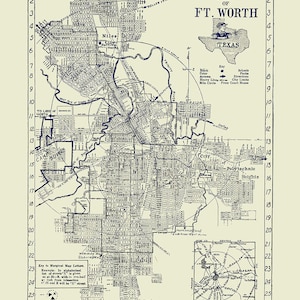 1917 Map of Fort Worth Texas - Etsy