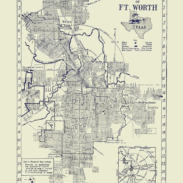 Map of Fort Worth - Etsy
