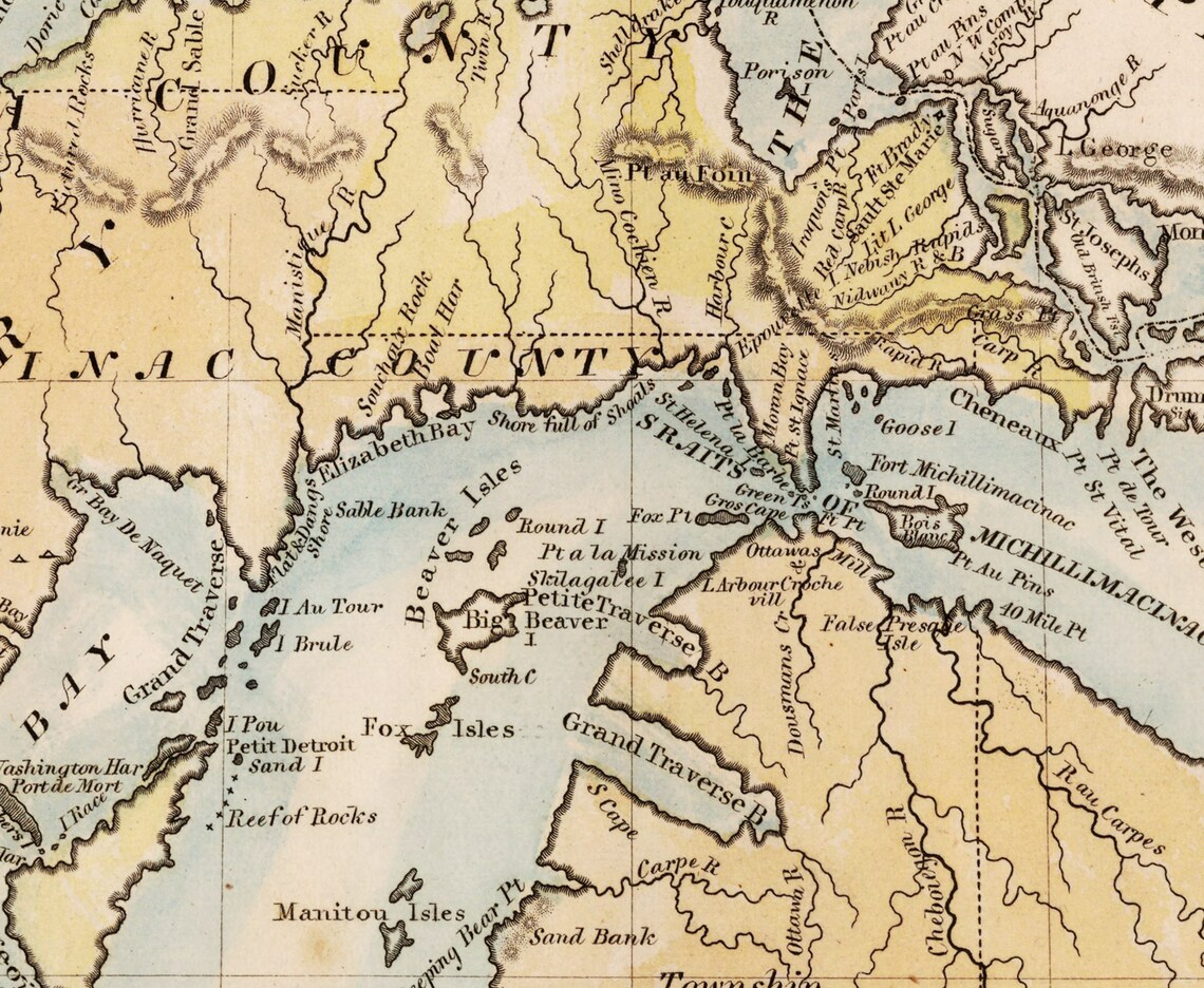 1831 Map of Michigan - Etsy