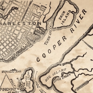 1865 Map of Charleston South Carolina and Vicinity - Etsy