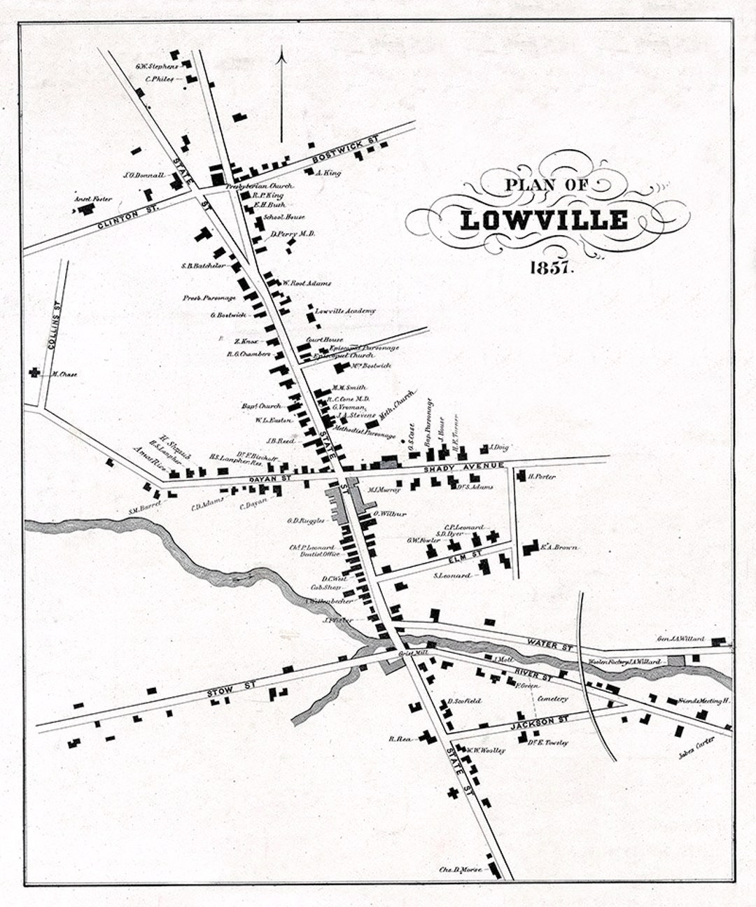 1857 Map of Lowville Lewis County New York - Etsy
