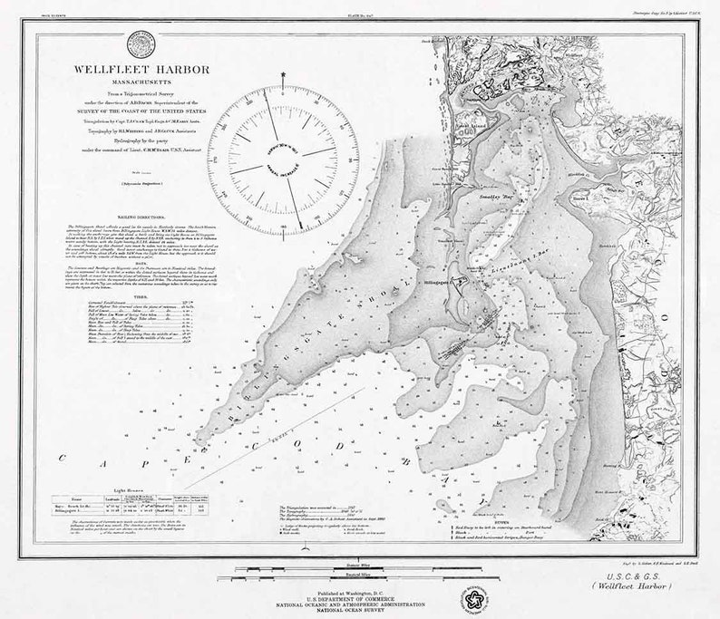 1976 Nautical Map of Wellfleet Harbor Massachusetts - Etsy
