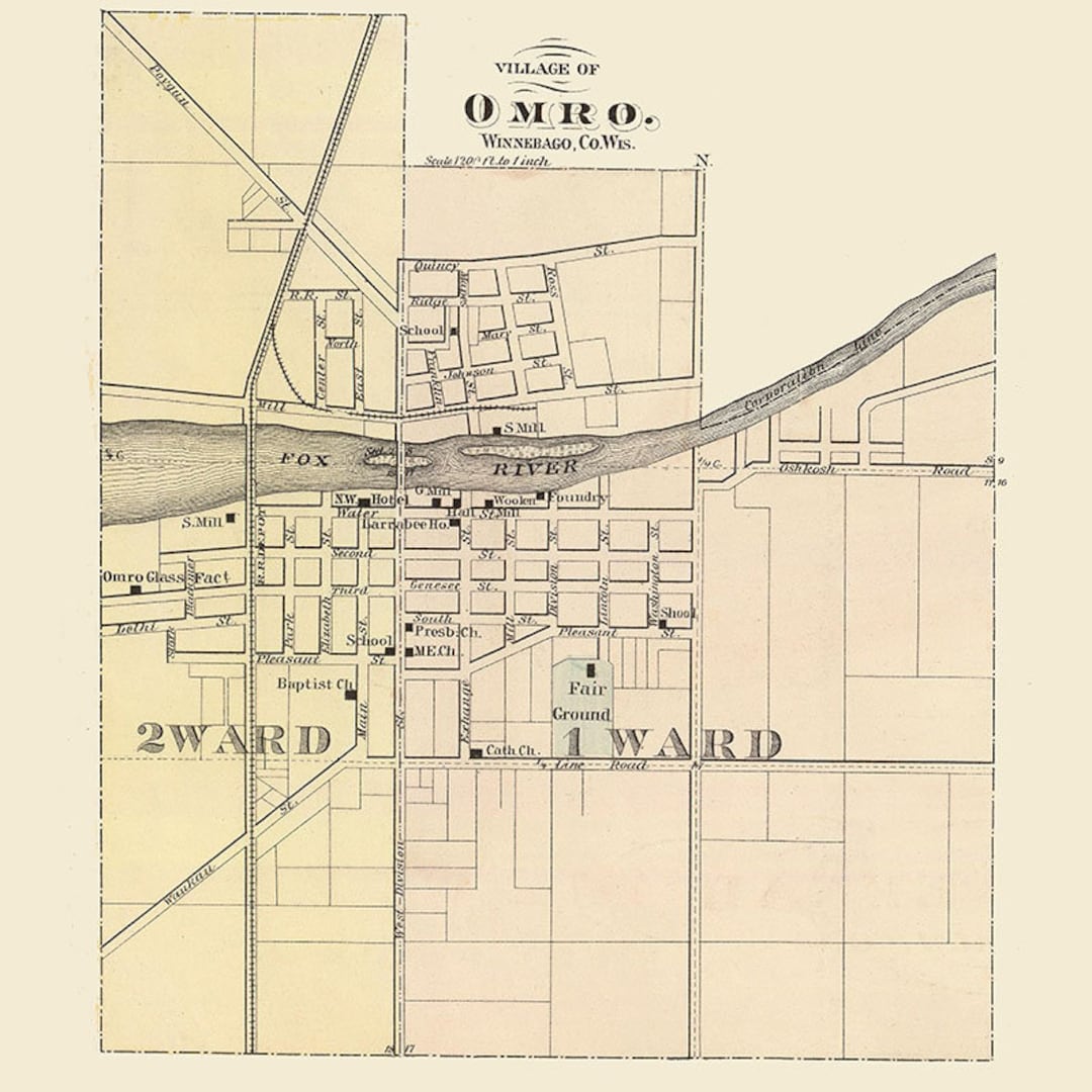 1878 Town Map of Omro Wisconsin - Etsy