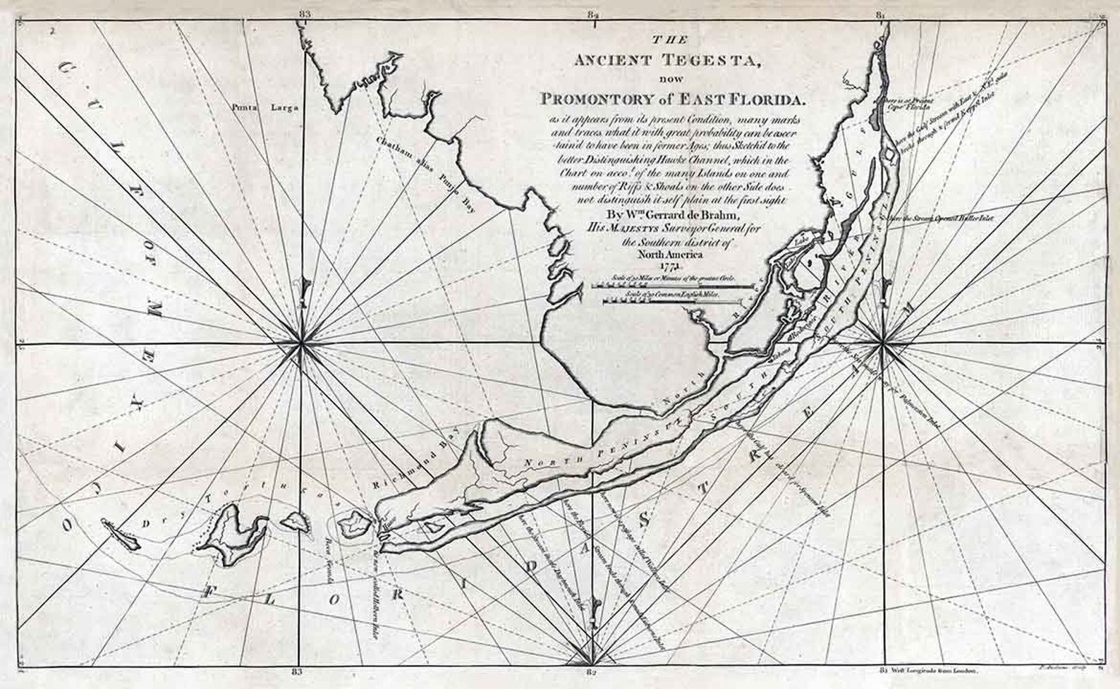 1772 Map of Southern Florida the Ancient Tegesta Keys Miami - Etsy